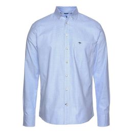 Fynch-Hatton Langarmhemd mit Button-Down-Kragen, blau|weiß