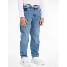 Tommy Hilfiger Straight-Jeans ARCHIVE RECONSTRUCTED MID WASH mit Logoschriftzug am Bund, blau