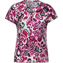 Cecil T-Shirt, Split-Neck, für Damen, pink, XXL