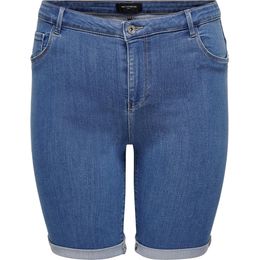Only CARMAKOMA Jeans-Shorts, Umschlagsäume, für Damen, blau, 50
