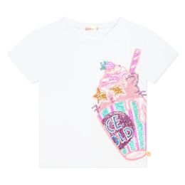 Billieblush T-Shirt, Baumwolle, Pailletten, für Kinder, weiß, 104