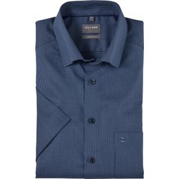 OLYMP Businesshemd, Comfort Fit, Kurzarm, Under-Button-Down-Kragen, für Herren, blau, 47