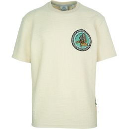 Carlo Colucci T-Shirt, Brust-Print, Label, für Herren, beige, XL