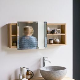 Tikamoon Badspiegel Spiegel mit Ablagefläche Badezimmer Teak unbehandelt neu