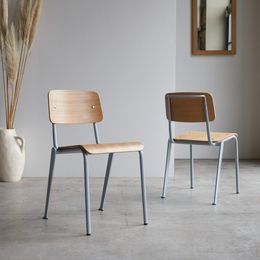 Tikamoon Stuhl aus Metall und Eschenholz Mio Grey