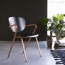 Tikamoon Stuhl aus Metall und Eichenholz in schwarz und kupferfarben Ada copper