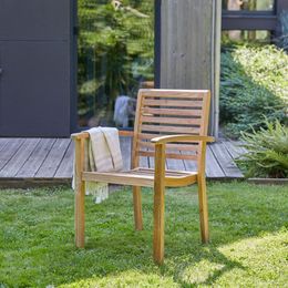 Tikamoon Outdoor Stuhl mit Armlehnen Sessel aus Teak Gartenmöbel