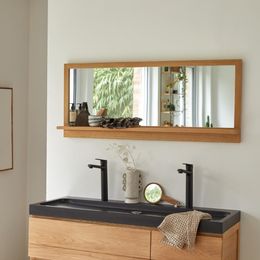 Tikamoon Spiegel mit Rahmen aus Eichenholz Wandspiegel Badezimmerspiegel 120x50 cm