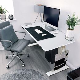 Home Deluxe Höhenverstellbarer Schreibtisch elektrisch LUMINA mit PC-Halterung - 160 x 80 cm Weiß