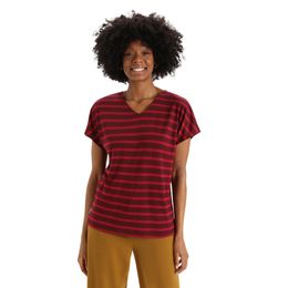 Icebreaker Merino Drayden Reversible T-Shirt Stripe - Frau - Espresso/cherry - Größe XL