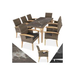 TecTake Sitzgruppe Rattan Tisch Foggia mit 8 Stühlen Rosarno