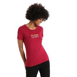 Icebreaker Merino Tech Lite II T-Shirt Mountain Geology - Frau - Cherry - Größe XS