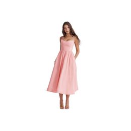 B.X A-Linien-Kleid Damen Boho Floral Maxikleid Träger Quadratischer Ausschnitt A-Linie Schlitz Langes Kleid Sommerurlaub Kleid