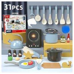 Fivejoy Lernspielzeug 31 Stücke Rosa Farbe Rollenspiel Küche Kochen Spielzeuge (Simulation Kochen Sets Einschließlich & Licht Effekt Haushaltsgeräte