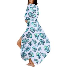 UE Stock Strandkleid Sommer Kimono Strandkleid Lang Chiffon Poncho Bikini Tunika One Size Einheitsgröße