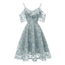 BlauWave Off-Shoulder-Kleid Minikleid Kurzes Brautjungfernkleid für Damen (1-tlg.