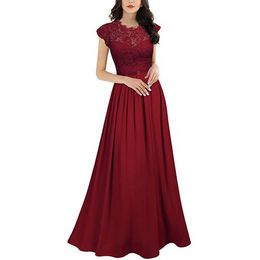 BlauWave Abendkleid Damen Elegant für Spitzen Ballkleid Maxi Lang Abendkleider (1-tlg) V-Ausschnitt Cocktailkleid A-Linien-Kleid