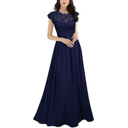 BlauWave Abendkleid Damen Elegant für Spitzen Ballkleid Maxi Lang Abendkleider (1-tlg) V-Ausschnitt Cocktailkleid A-Linien-Kleid