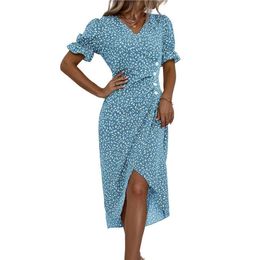 BlauWave Blusenkleid Sommerkleid Damen trendige Slim Fit Strandkleider (1-tlg.