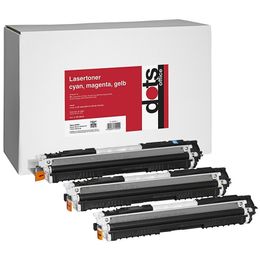Three Dots dots Toner kompatibel zu HP 3x 126A (CF341A), 3er-Set cyan, magenta, gelb