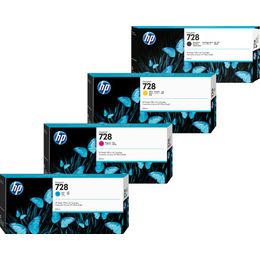 HP Original 728 Druckerpatronen - 4er Multipack (F9K17A, F9K16A, F9K15A, F9J68A)