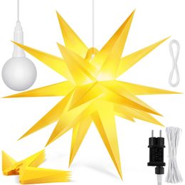 Kesser® Leuchtstern 3D, LED Weihnachtsstern mit Timer für innen und außen, Adventsstern Beleuchtet hängend Stern + Warmweiß Licht