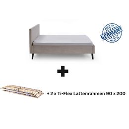 Polsterbett 180 x 200 Viola Bettgestell mit Kopfteil Beige