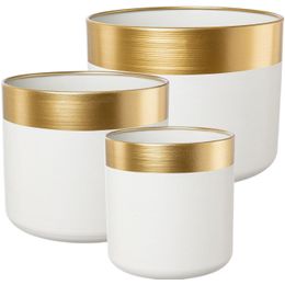 Creativ deco Übertopf Golden Winter, Weihnachtsdeko (Set, 3 St), im zweifarbigen Design, goldfarben|weiß