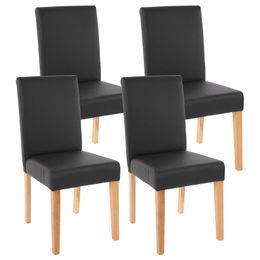 MCW 4er-Set Esszimmerstuhl Stuhl Küchenstuhl Littau ~ Kunstleder, schwarz matt, helle Beine