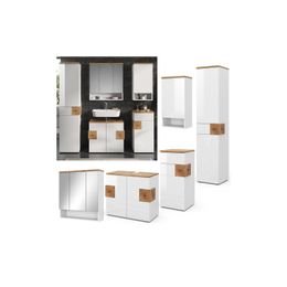 VICCO Badmöbel-Set Badezimmer-Möbel Bad-Schrank Eden Weiß Artisan modern Badezimmerschrank Waschbeckenunterschrank Spiegelschrank Hängeschrank Hochschrank Midischrank Schranktür Schrankfach