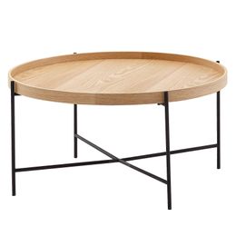 KADIMA DESIGN Couchtisch, Moderner Holztisch mit Eichenholz Furnier und stabilen Metallgestell, Elegantes, zeitloses Design