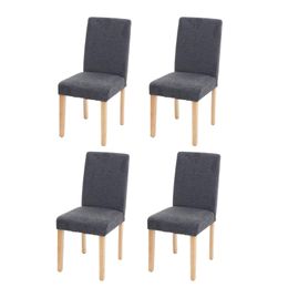 MCW 4er-Set Esszimmerstuhl Stuhl Küchenstuhl Littau ~ Textil, anthrazitgrau, helle Beine