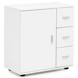 KADIMA DESIGN Badezimmerschrank, zeitloses Design, großer Stauraum, matt weiß, 60x65,5x33 cm.