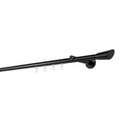 ONDECO Gardinenstange auf Maß Innenlauf 20mm Rag 1-lauf Wandträger 12cm mit Gleiter Farbe: Schwarz, Größe: 280cm