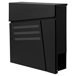 Briefkasten MCW-B28, Wandbriefkasten Postkasten Zeitungsfach, pulverbeschichtet ~ schwarz