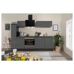 Küchenzeile respekta RP250EWC mit Geräte 250 cm Grau/Schwarz