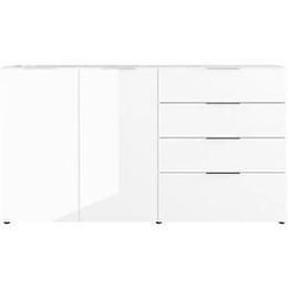 Germania Sideboard Genua, mit 4 Schubladen und 2 Türen, Glasfront- und auflage, B 1840 x T 420 x H 1020 mm, weiß