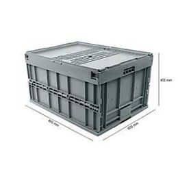 EURO-Maß Faltbox 8645 DS, mit Deckel, Volumen 171,2 l, mit Stirnteilsicherung, grau