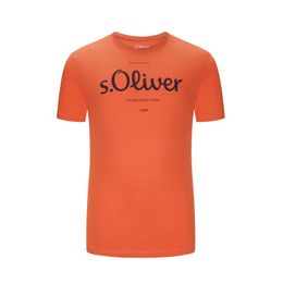 s.Oliver T-Shirt aus Baumwolle mit Label-Print, extralang