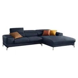 Ecksofa W.Schillig "piedroo" Sofas Gr. B/H/T: 303cm x 70cm x 193cm, Stoff S37, Longchair rechts, mit Kopfteilverstellung-mit motorischer Sitztiefenverstellung, blau (dunkelblau s37) Ecksofa Kopfteilverstellung, wahlweise mit Sitztiefenverstellung, Breite 303cm