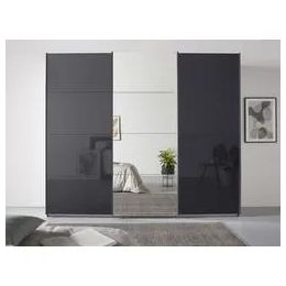 Schwebetürenschrank Rauch "Kleiderschrank Schrank Garderobe TOPSELLER OTELI inkl. Inneneinteilung" Schränke Gr. B/H/T: 271 cm x 229 cm x 62 cm, grau (graumetallic, hochglanz effektgrau) mit 3 Innenschubladen sowie zusätzlichen Einlegeböden MADE IN GERMANY