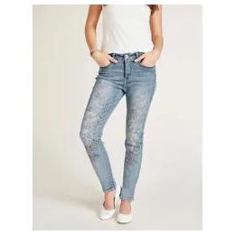 Röhrenjeans Heine Gr. 22, Kurzgrößen, blau (bleached) Damen Jeans