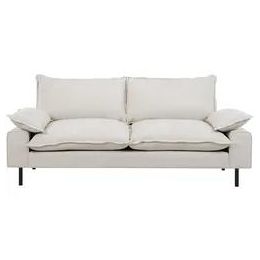 Miliboo Design-Sofa mit beigem Stoff im Samtdesign und schwarzem Metall 3-Sitzer DORY