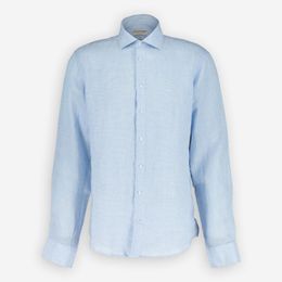 TK Maxx Blau-weißes Slim Fit Burnie Hemd aus Leinen