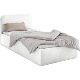 Polsterbett, weiß, B:130cm L:210cm, Bezug Bett: wahlweise Microfaser (100% Polyester), Strukturstoff (77% Polyester, 23% Viskose) oder Kunstleder;Bonnell-Federkernmatratze: Mischgewebe (51% Polyprophlen, 39% Polyester, 10% Baumwolle);Kaltschaummatratze: Frottee (100% Polyester), Bezug abnehm- und waschbar bis 60C, Westfalia Schlafkomfort, Betten, inkl. Bettkasten bei Ausführung mit Matratze