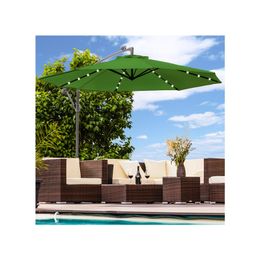 Luxus Sonnenschirm mit LED Beleuchtung Ampelschirm 350cm Solar Garten Schirm Pavillon in Grün