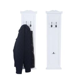 MCW 2er-Set Garderobe H33, Wandgarderobe Garderobenpaneel, Wandhaken Holz 109x28x4cm ~ weiß lackiert