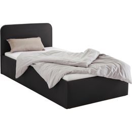 Polsterbett, schwarz, B:110cm L:210cm, Bezug Bett: wahlweise Microfaser (100% Polyester), Strukturstoff (77% Polyester, 23% Viskose) oder Kunstleder;Bonnell-Federkernmatratze: Mischgewebe (51% Polyprophlen, 39% Polyester, 10% Baumwolle);Kaltschaummatratze: Frottee (100% Polyester), Bezug abnehm- und waschbar bis 60C, Westfalia Schlafkomfort, Betten, inkl. Bettkasten bei Ausführung mit Matratze