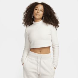 Nike Sportswear Phoenix Plush verkürztes Longsleeve Fleece-Oberteil mit Stehkragen für Damen - Braun