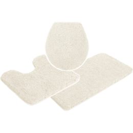 Badematte LEONIQUE "Porto, sehr feiner Flor" Badematten Gr. 3-tlg. Stand-WC Set, 3 St., Polyester, beige (creme) Einfarbige Badematten